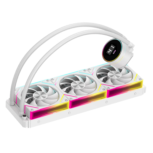 CiT Pro Glacier LCD 360mm AiO Liquid CPU Cooler in White - CCL Computers